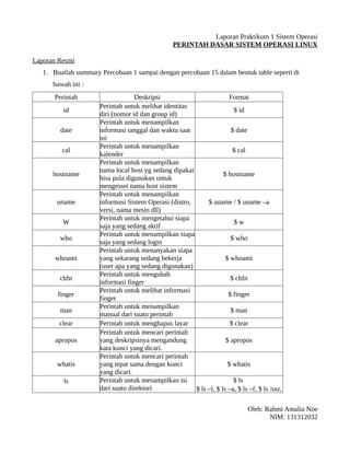 Perintah Dasar Sistem Operasi Linux | PDF