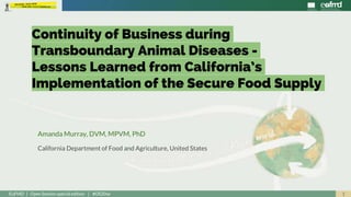OS20 - Continuity of Business during Transboundary Animal Diseases ...