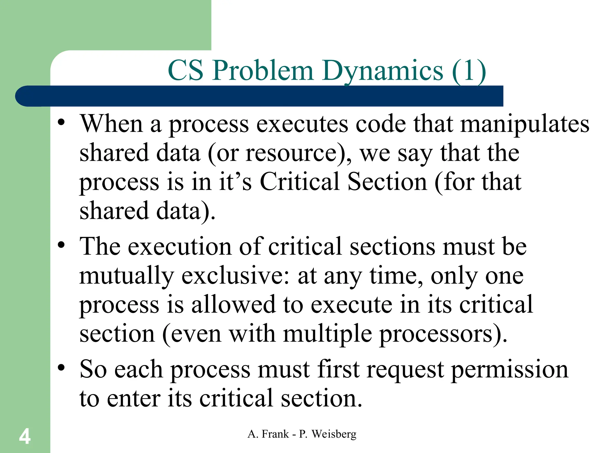 operating system the critical section problem | PPT