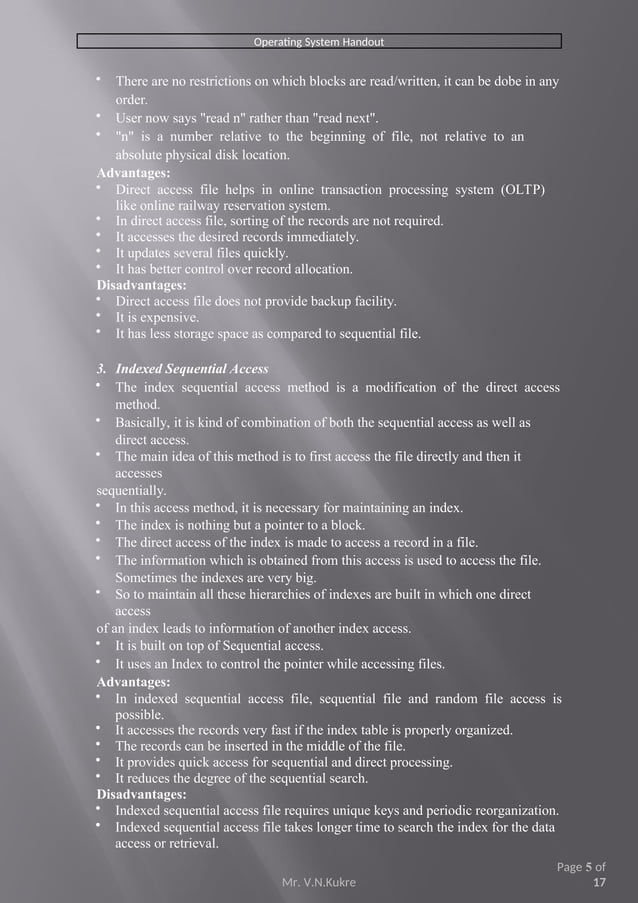 Operating Systems File Space Allocation Ppt Databases Computer