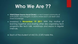 Open Source Ascol Community(OSAC) Introduction and Overview | PPT