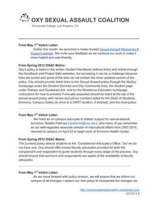 OSAC Response to President Veitch's May 1st Sexual Assault Update to ...