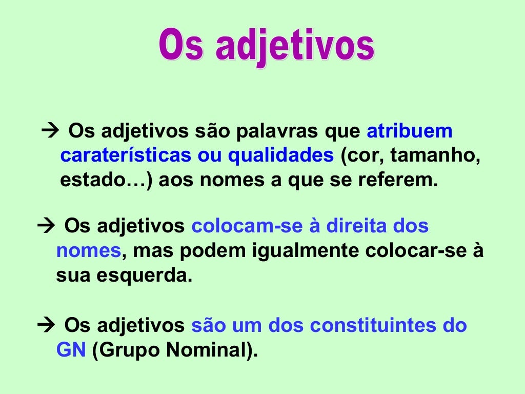 Os adjetivos