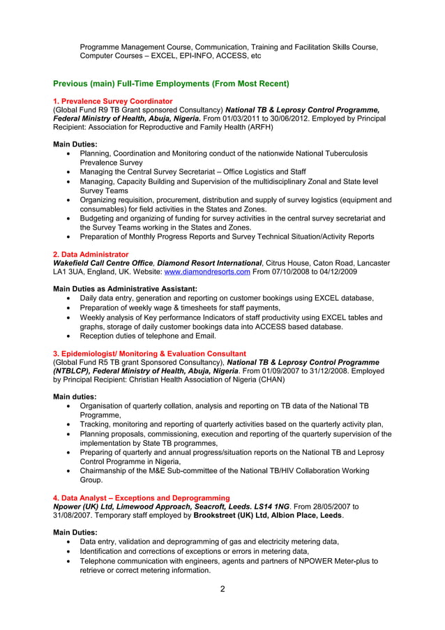 Osahon Cv 2012 | PDF