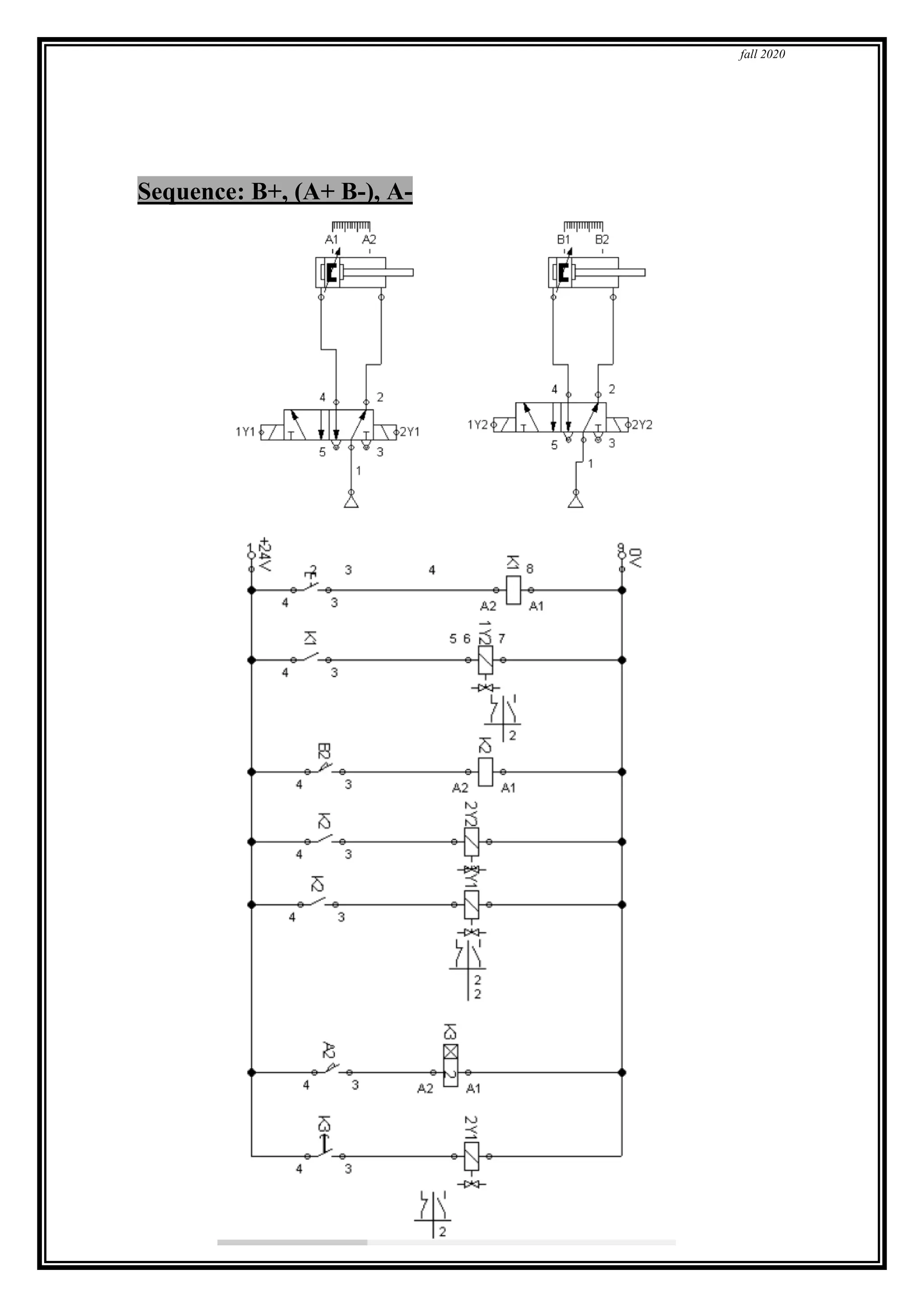 Automation/Mechatronics/Electro-Pneumatic task Sequence B+, (A+ B-), A ...