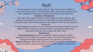 Traditional Japanese theatre: Noh, Kyogen, Kabuki, Bunraku. | PPTX ...