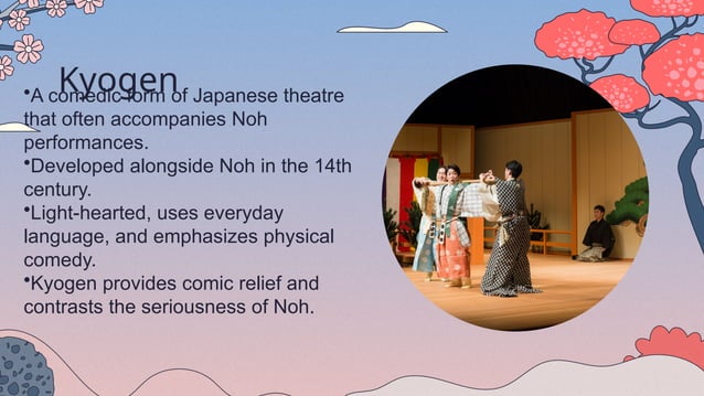 Traditional Japanese theatre: Noh, Kyogen, Kabuki, Bunraku. | PPTX ...