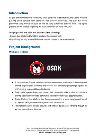 Osaka Protocol – Smart Contract Security Audit Report by EtherAuthority ...