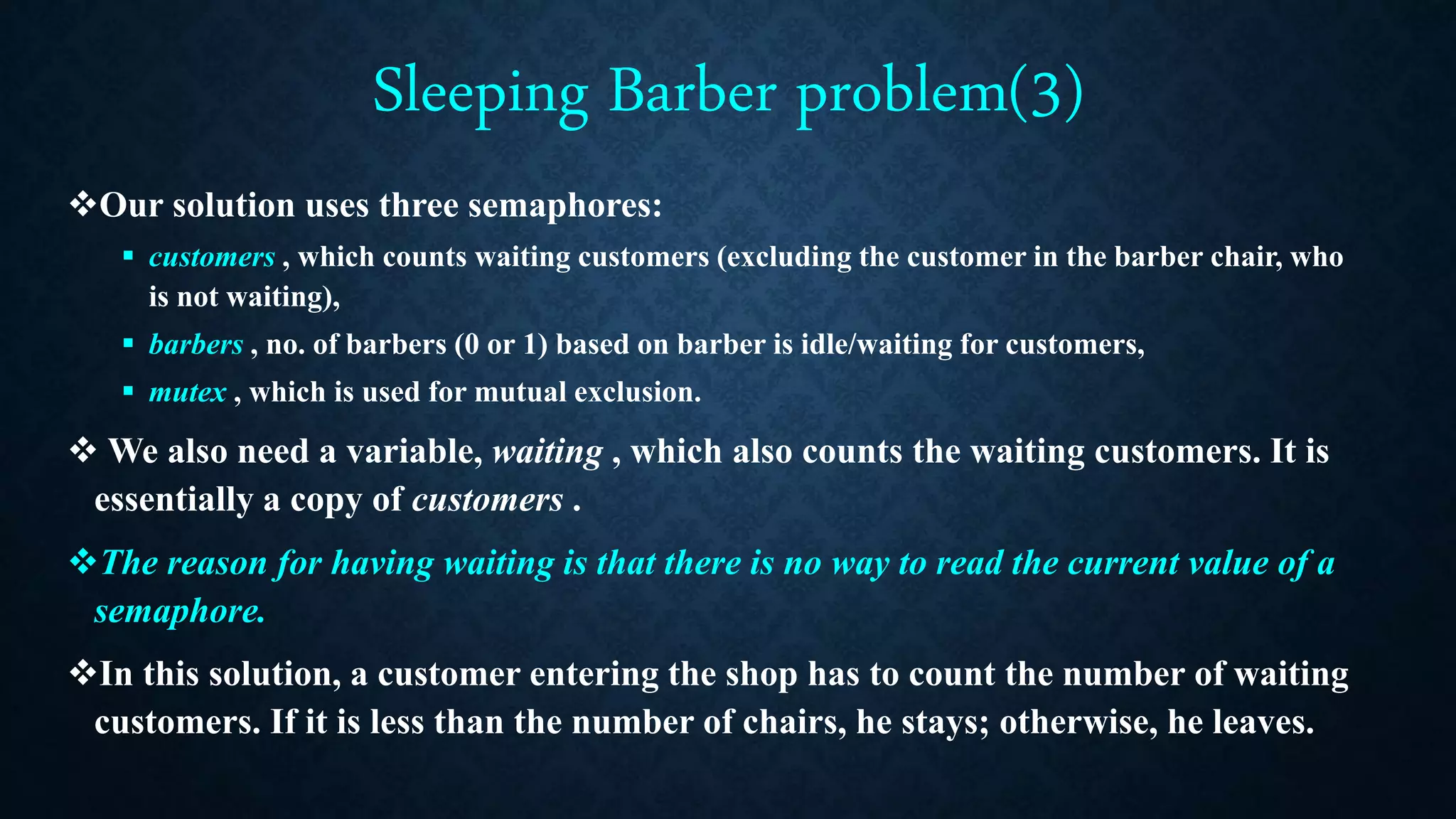 Sleeping barber problem | PPTX