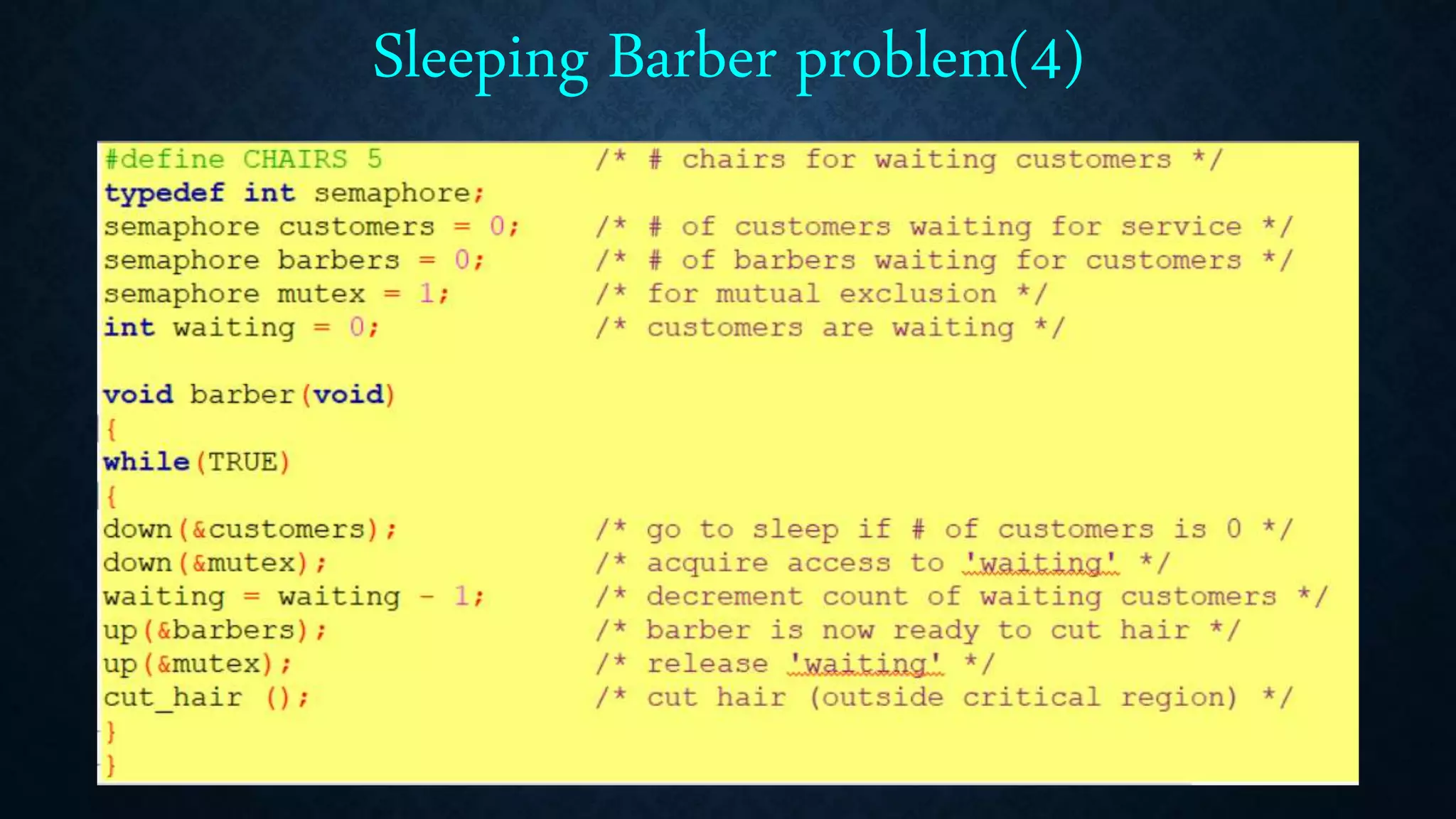 Sleeping barber problem | PPTX