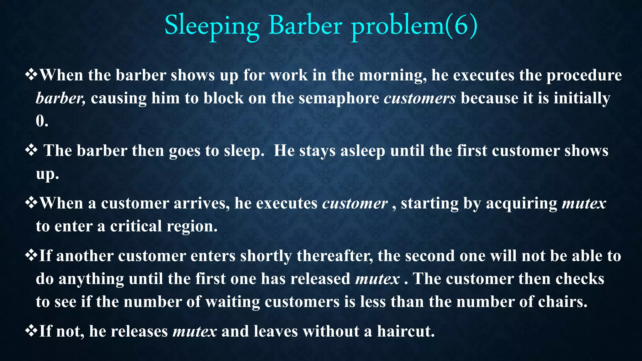 Sleeping barber problem | PPTX