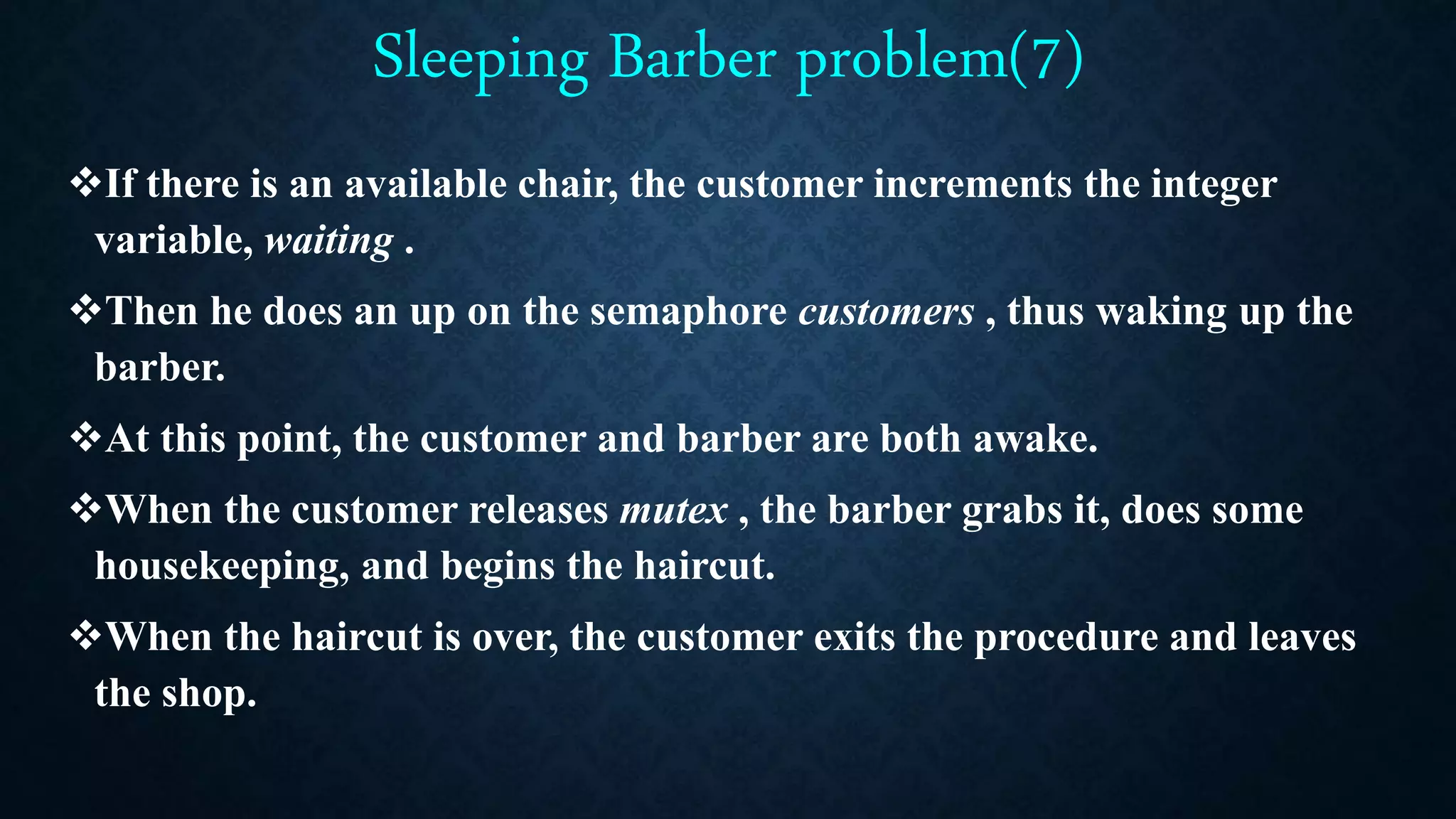 Sleeping barber problem | PPTX