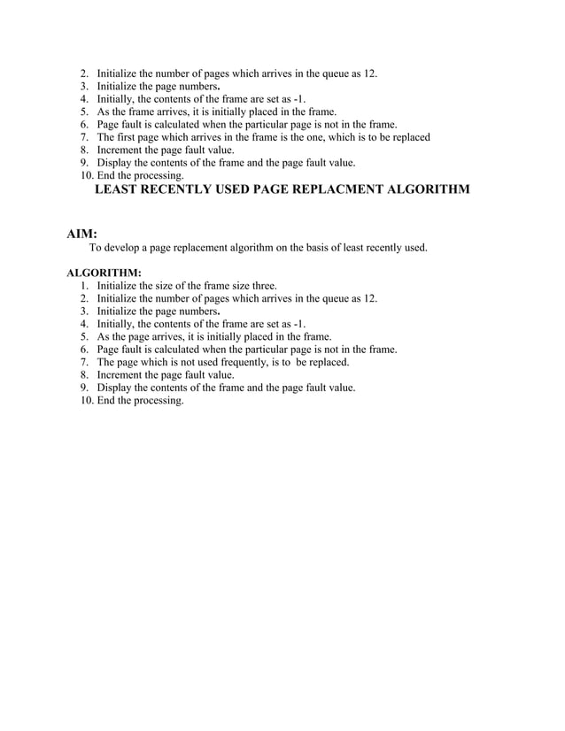 Operating Systems Lab Programs Algorithm Fourth Semester