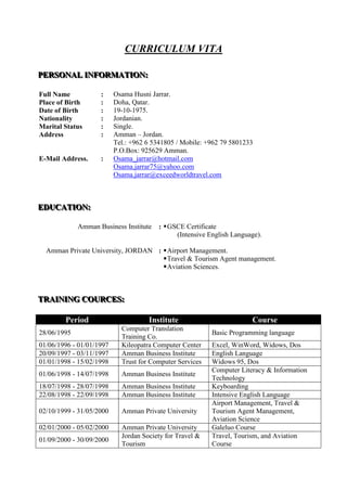 Osama Jarrar Curriculum Vita | DOCX