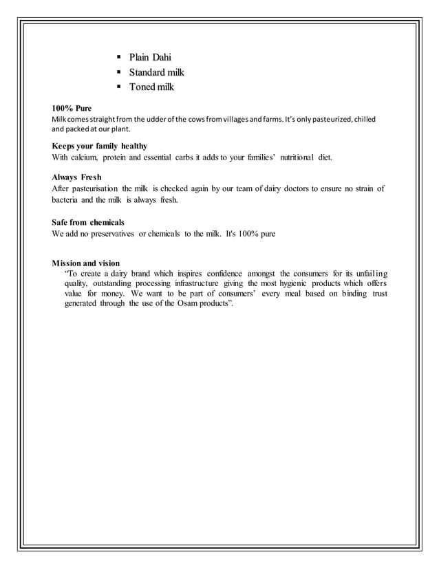 Osam dairy report | DOCX