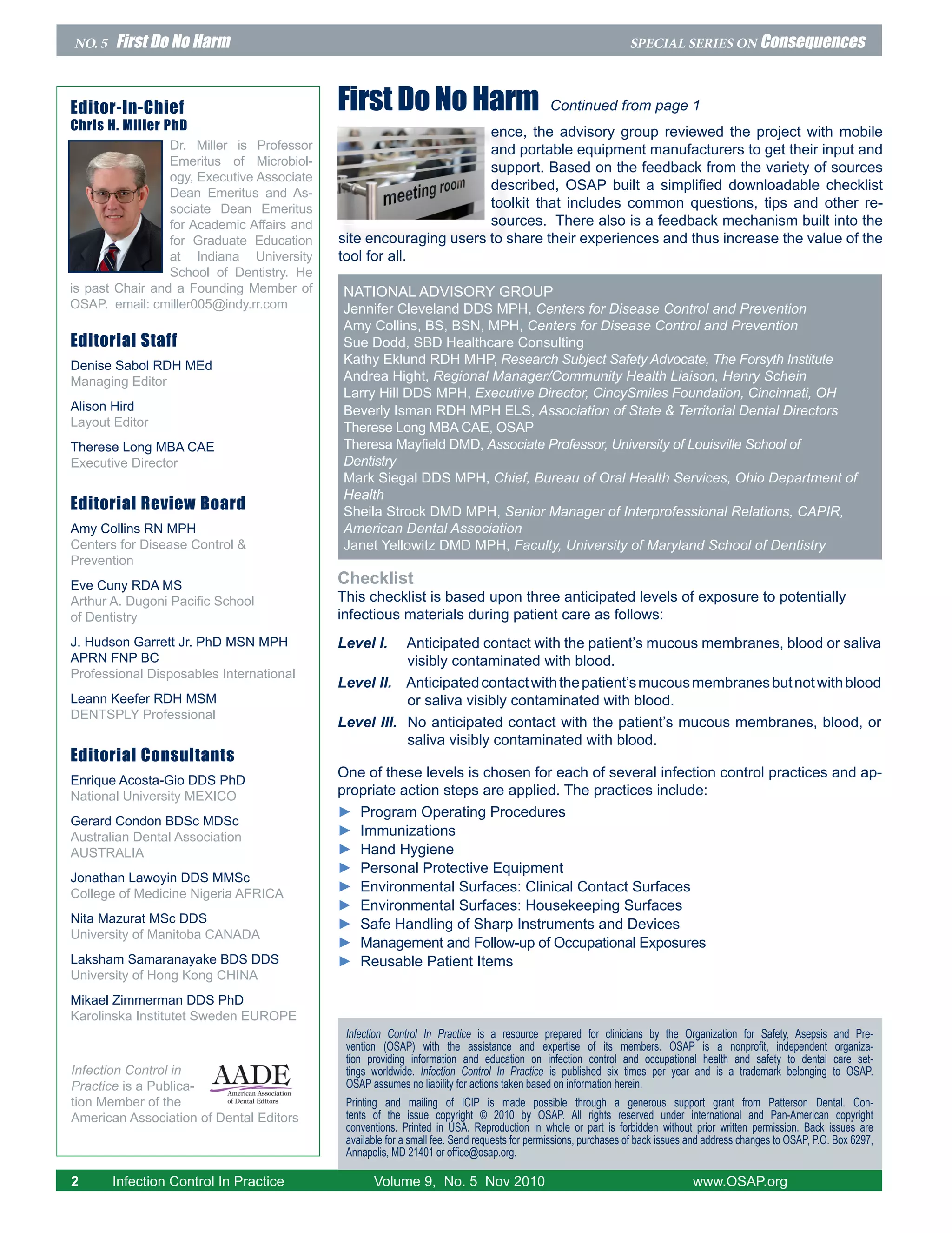 OSAP Infection Control In Practice Newsletter | PDF