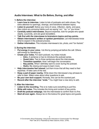 Helen Osborne - A conversation about podcasting | PDF | Digital Audio ...