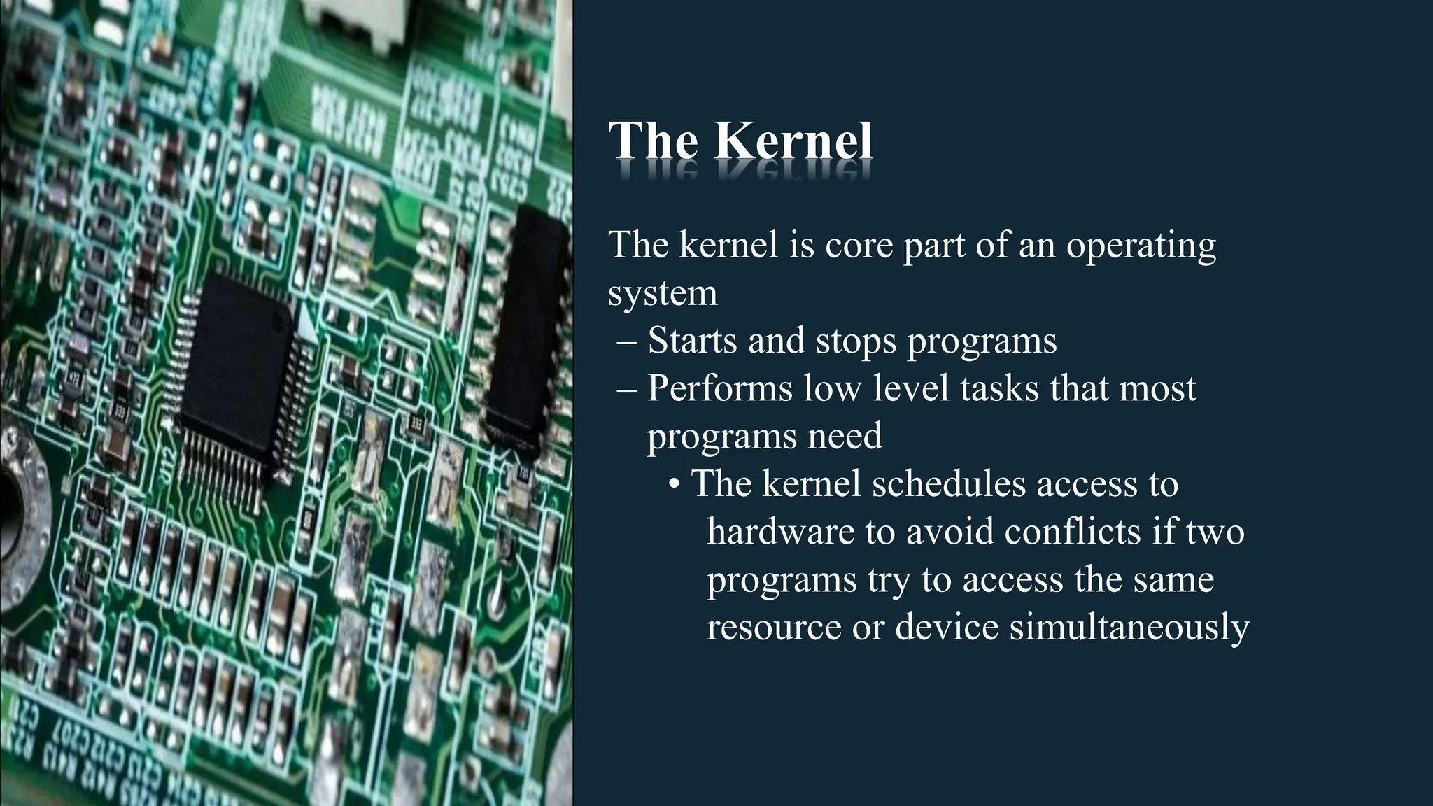 Operating system building blocks with detail description. | PPTX