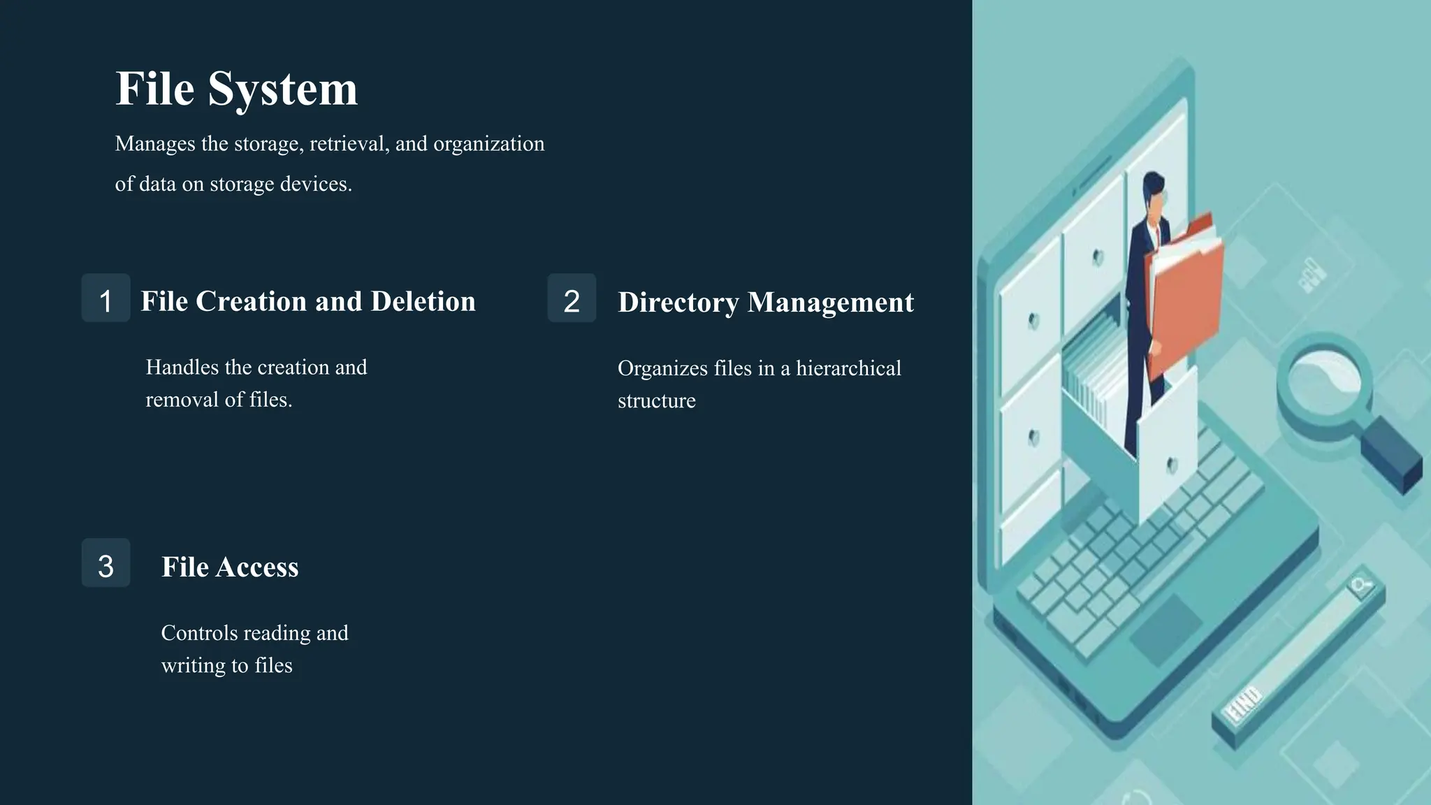 Operating system building blocks with detail description. | PPTX
