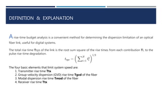 Rise Time Budget Analysis and Design of Components | PPTX