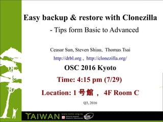 Easy backup & restore with Clonezilla - Tips form Basic to Advanced | ODP