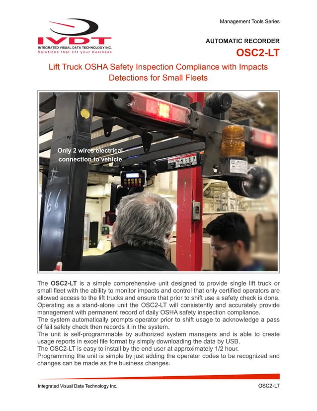 Forklift onboard OSHA safety checklist automatic recorders for single ...