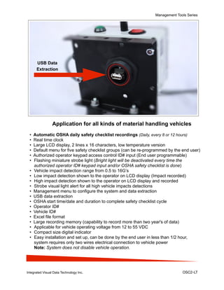 Forklift onboard OSHA safety checklist automatic recorders for single ...