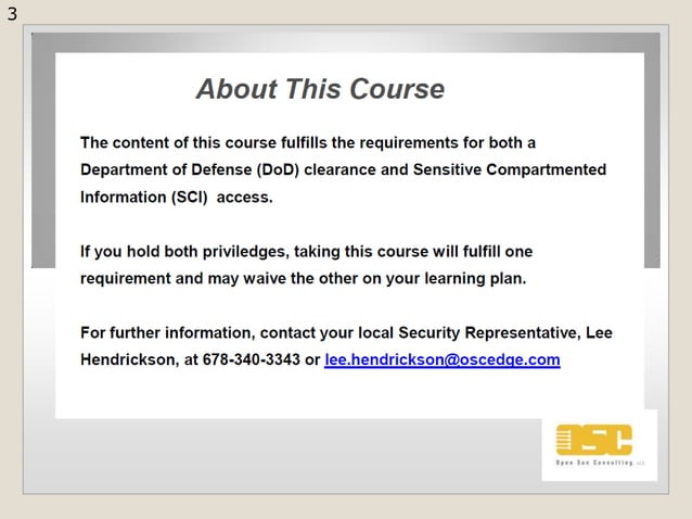 Annual security refresher course - OSC | PPT