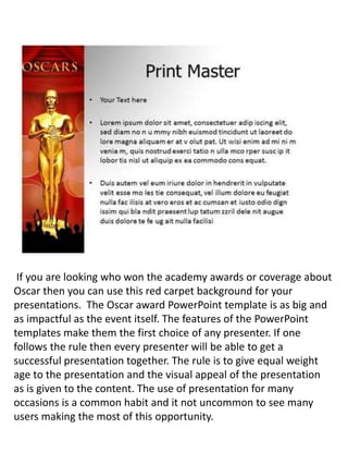 Download Oscar Award Power Point Template Online | PDF