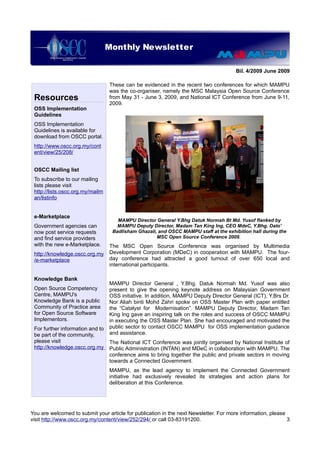 OSCC MAMPU Malaysia June 2009 E Newsletter | PDF