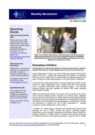 OSCC MAMPU Malaysia June 2009 E Newsletter | PDF