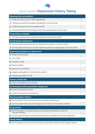 Osce checklist-depression-history-taking | PDF