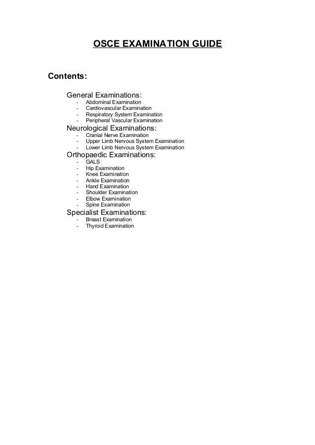 OSCE Examination Guide