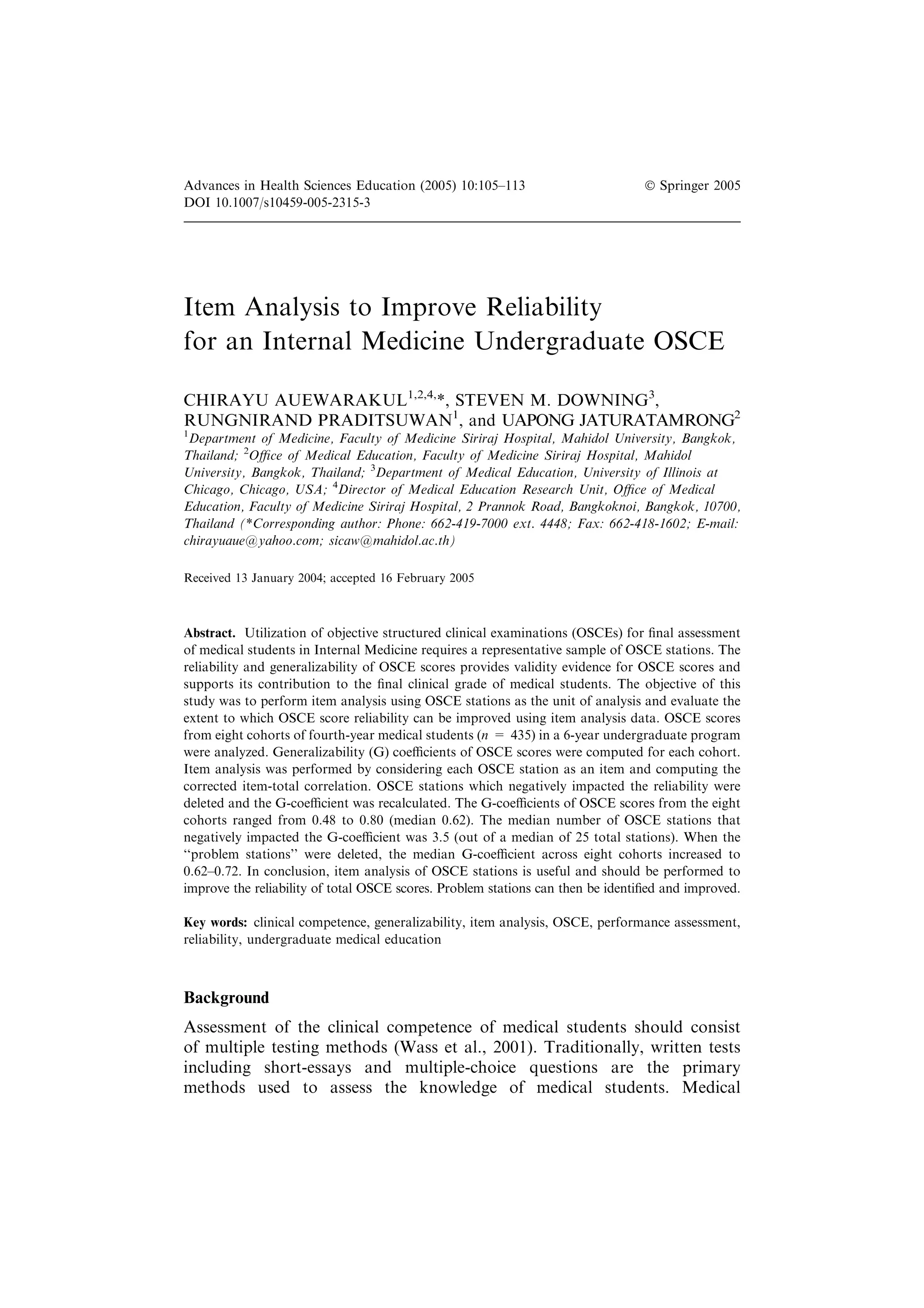 Osce item-analysis-to-improve-reliability-for-internal-medicine-auewarakul-downing-praditswuan ...