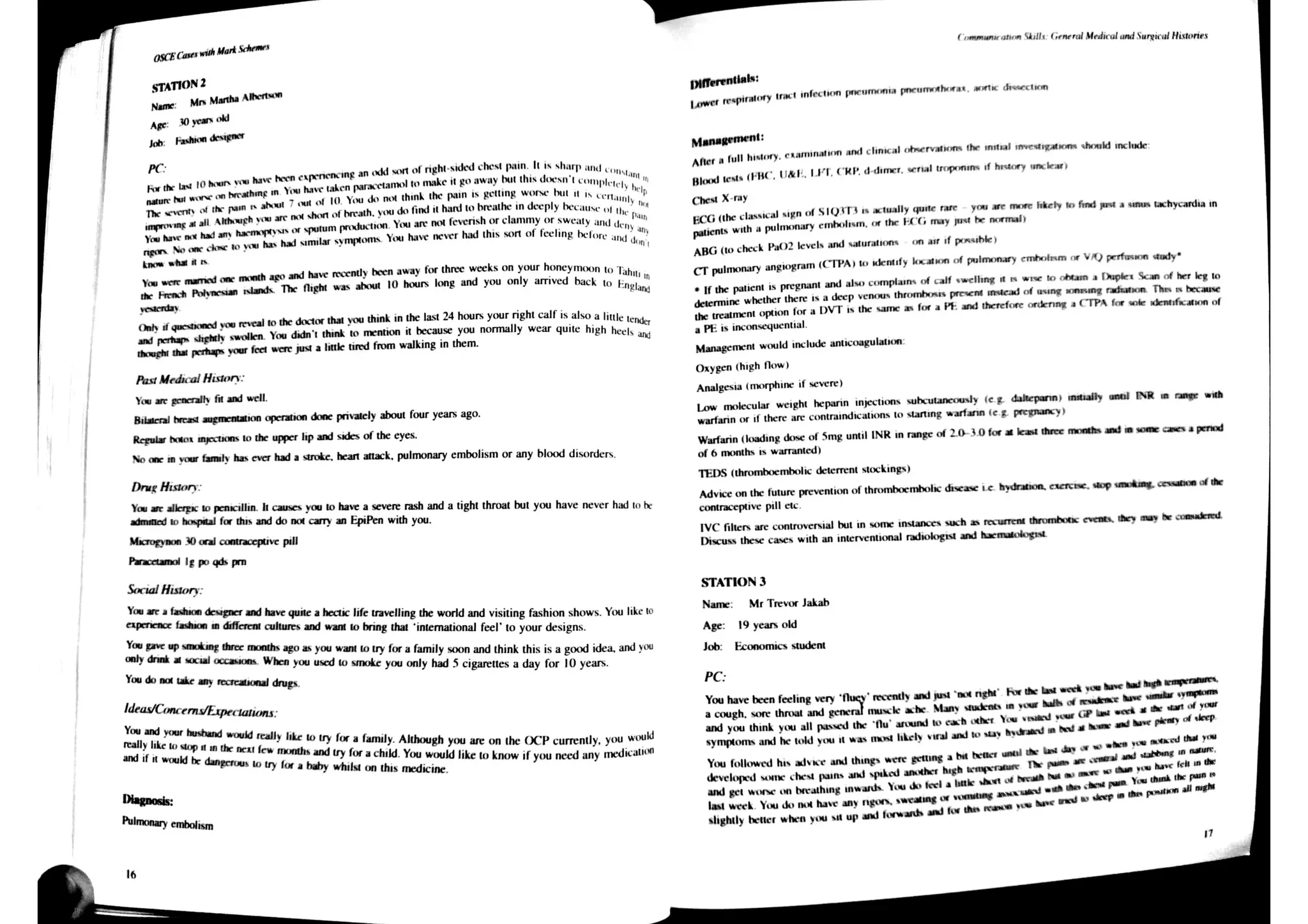 OSCE Cases with Mark Schemes A Revision Aid for Medical Finals ...