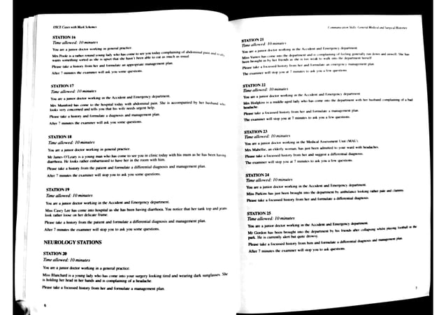 OSCE Cases with Mark Schemes A Revision Aid for Medical Finals ...