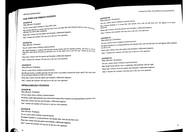 OSCE Cases with Mark Schemes A Revision Aid for Medical Finals ...