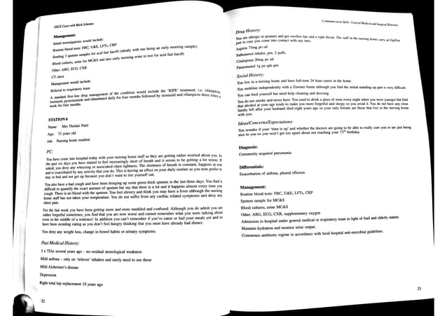OSCE Cases with Mark Schemes A Revision Aid for Medical Finals ...