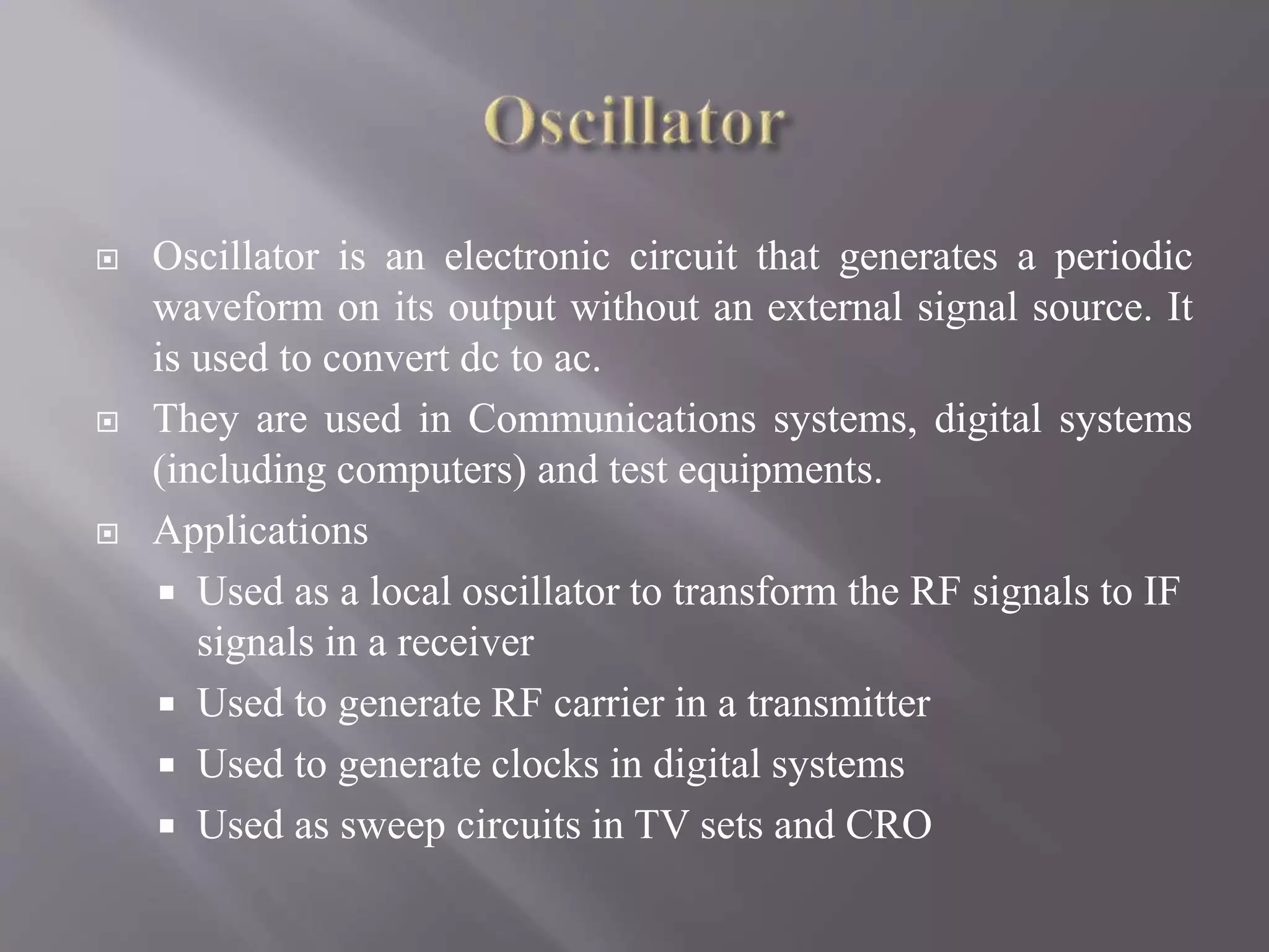 Op amp application as Oscillator | PPTX