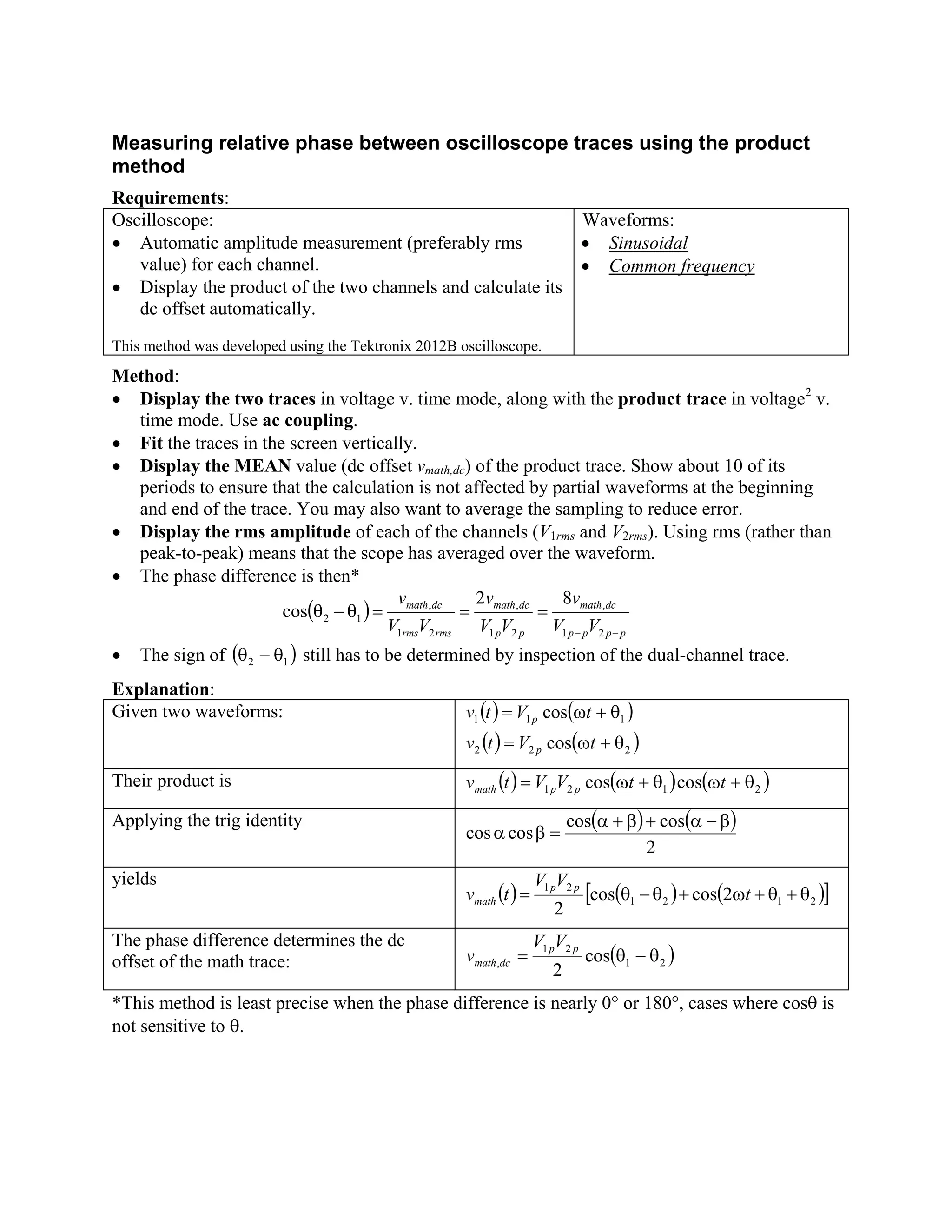 Oscilloscope tutorial -phasemeasurement | PDF