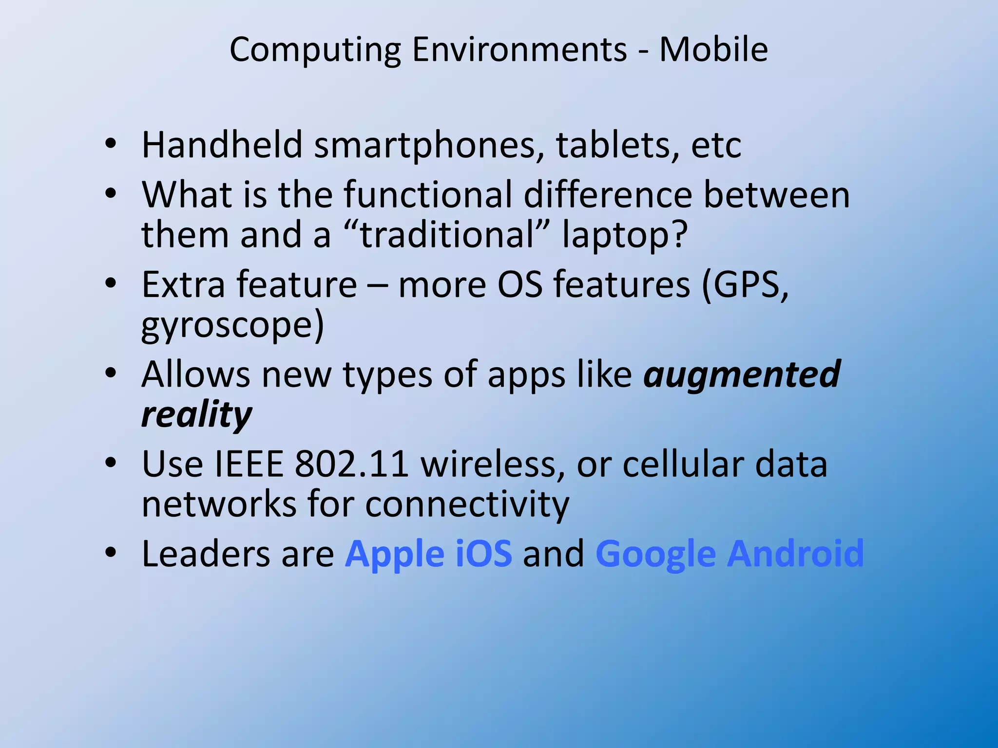 Os Concepts 6 Os For Various Computing Environments Pptx Operating Systems Computer