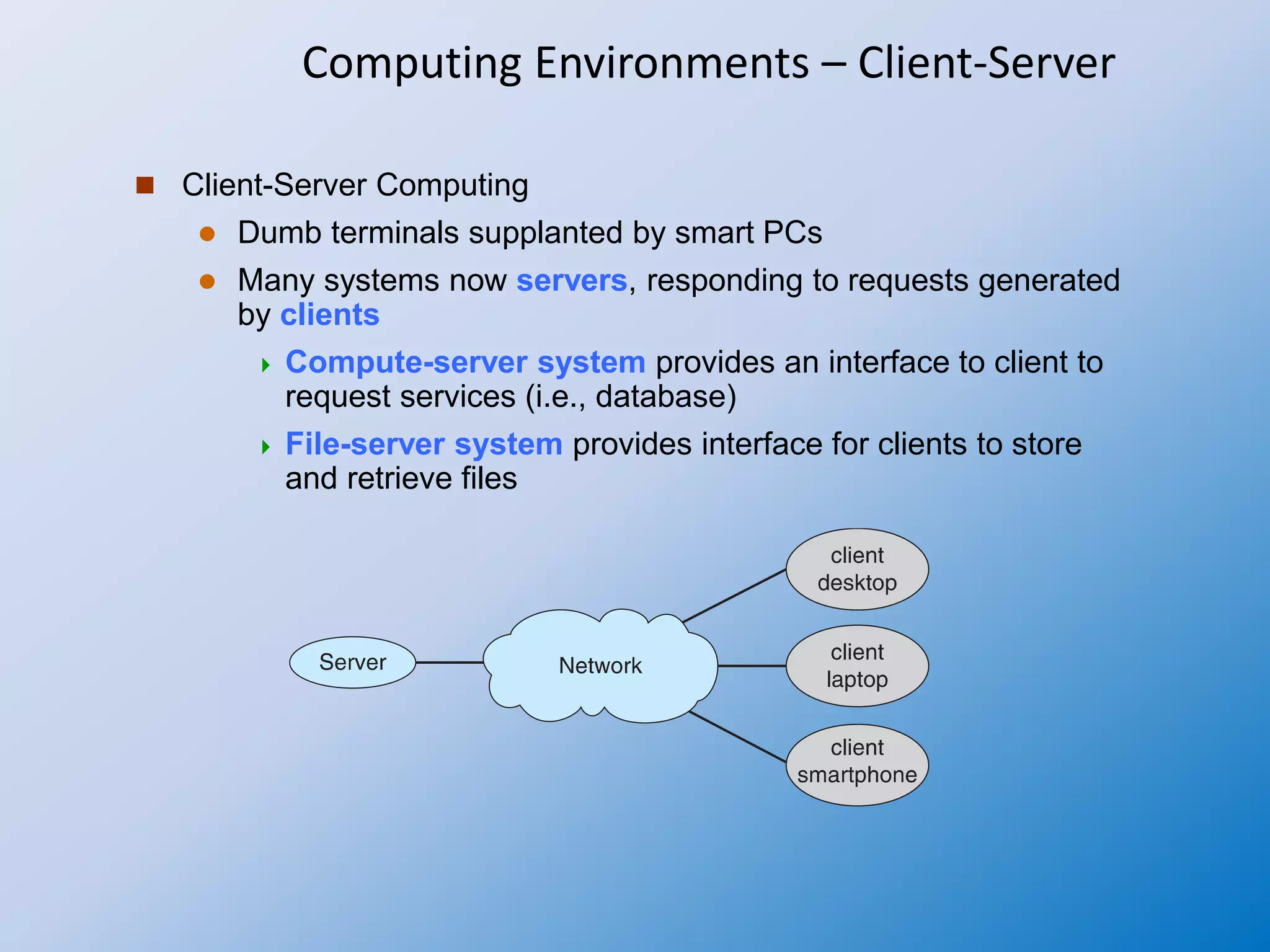 Os Concepts 6 Os For Various Computing Environments Pptx Operating Systems Computer