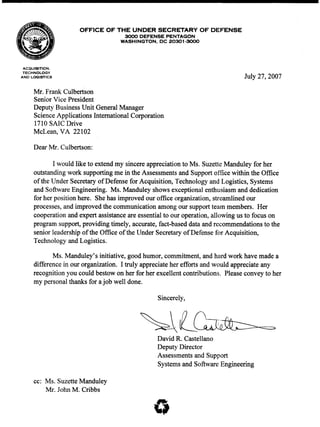 Office of the SECDEF (OSD) Appreciation Ltr_27Jul07 | PDF