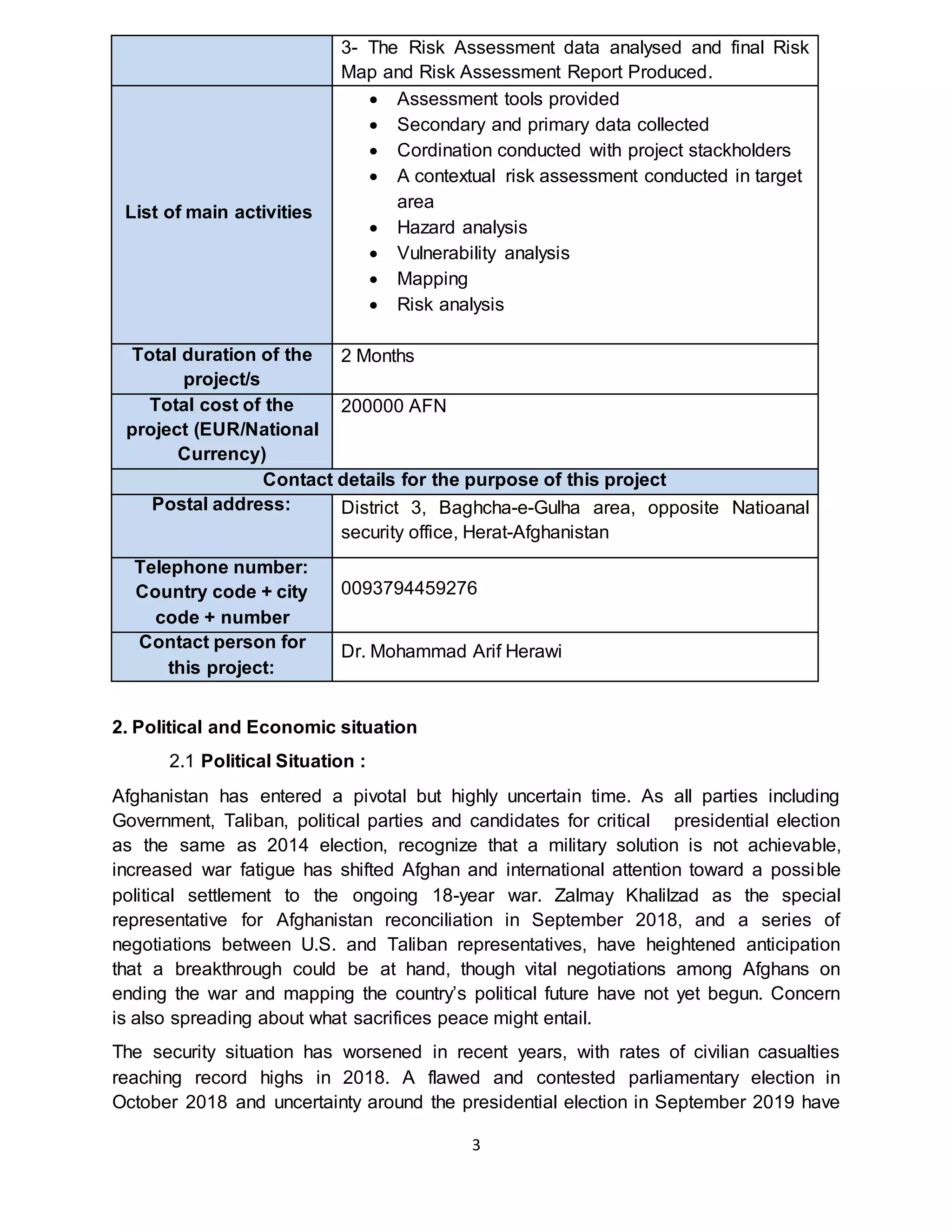 OSD Risk Assessment Report-Herat Afghanistan | PDF