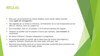 La enseñanza del verbo auxiliar "would" | PPTX