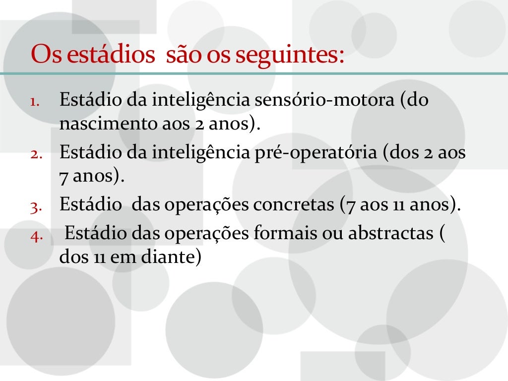 Os Estádios Do Desenvolvimento Cognitivo Segundo Jean Piaget