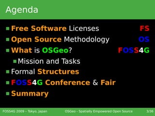 OSGeo - Spatially Empowered Open Source Software FOSS4G 2009 | PPT