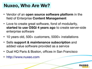 Creating Large Scale Software Platforms with OSGi and an Extension Point Model (EclipseCon) | PPT