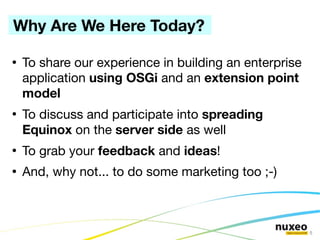Creating Large Scale Software Platforms with OSGi and an Extension Point Model (EclipseCon) | PPT