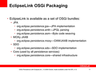 OSGi Persistence With EclipseLink | PPT